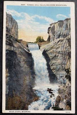 POSTCARD TUNNEL HILL FALLS BIG HORN MOUNTAINS NEAR STORY WYOMING 1938 ...