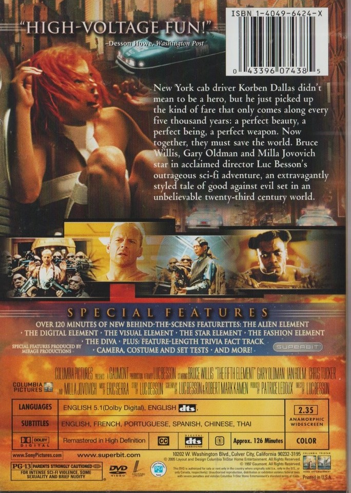 The Fifth Element (1997) - Two Disc, Widescreen Ultimate Edition with ...