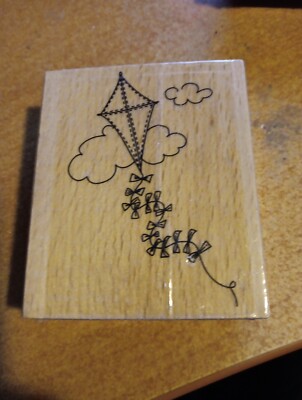 WOOD STAMP WITH RUBBER KITE FOR SCRAPBOOKING ETC 7X6 CM NEW | eBay