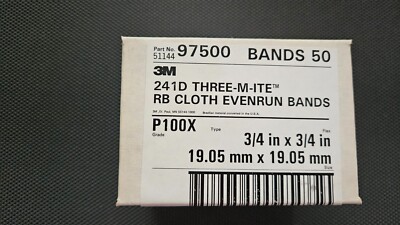 Box of 38-3M, 241D THREE-M-ITE Evenrun Resin Bond Cloth Bands 3/4x 3/4 ...