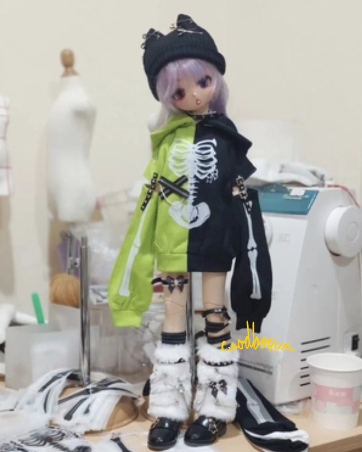 Green+Black Skeleton Clothes 5 Pcs Set for 1/4MSD/MDD Puyoo Shoushou ...