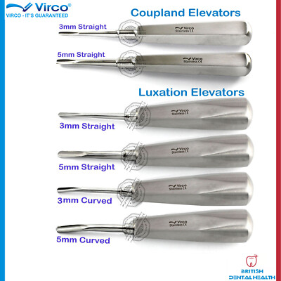 DENTAL TOOTH ROOT ELEVATORS COUPLAND LUXATION STRAIGHT CURVED COMPLETE ...