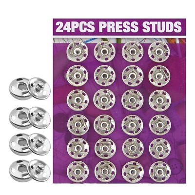 24Pk Rust Proof Press Stud Poppers Snap Fasteners Sewing Craft Metal ...