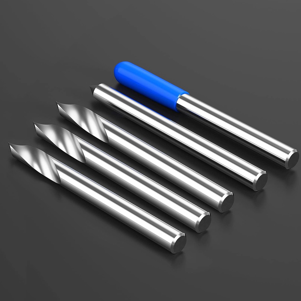 Spiral 60 Degree V Groove Engraving Tool Flat Bottom CNC Router Bits 1/ ...