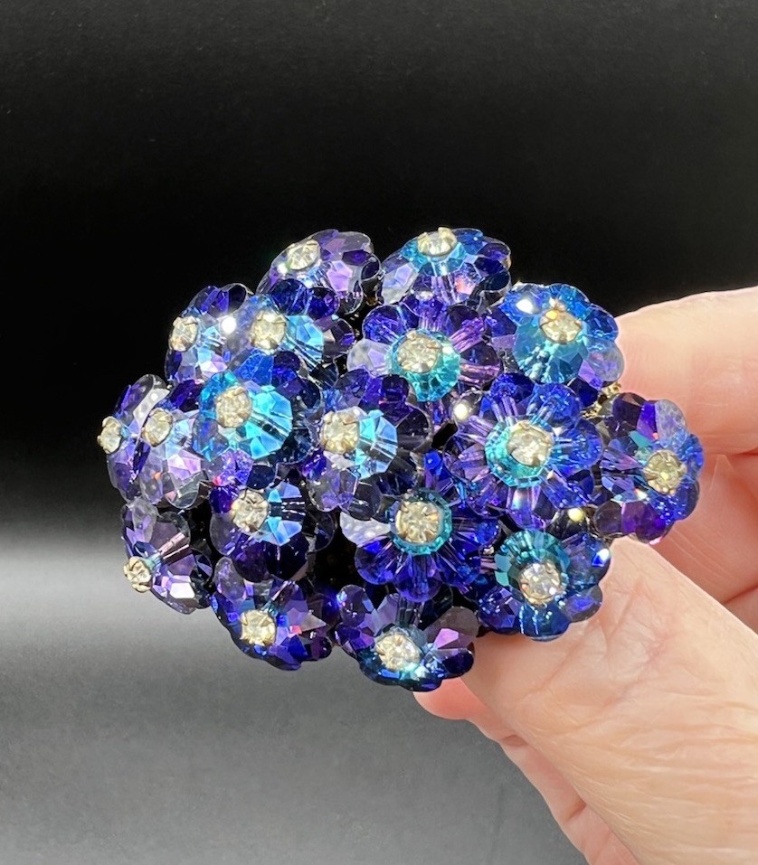 Vintage Vendome Blue/Purple Margarita Rivoli Glass "Firework" Brooch | eBay