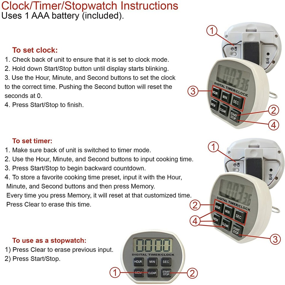 Boone, Hearth Digital BBQ Food Thermometer / Kitchen Timer / Stopwatch ...