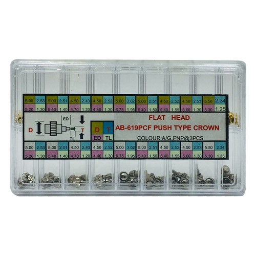 54Pcs 9 Sizes Steel Button Drive In Watch Pusher Flat Head Push Type ...