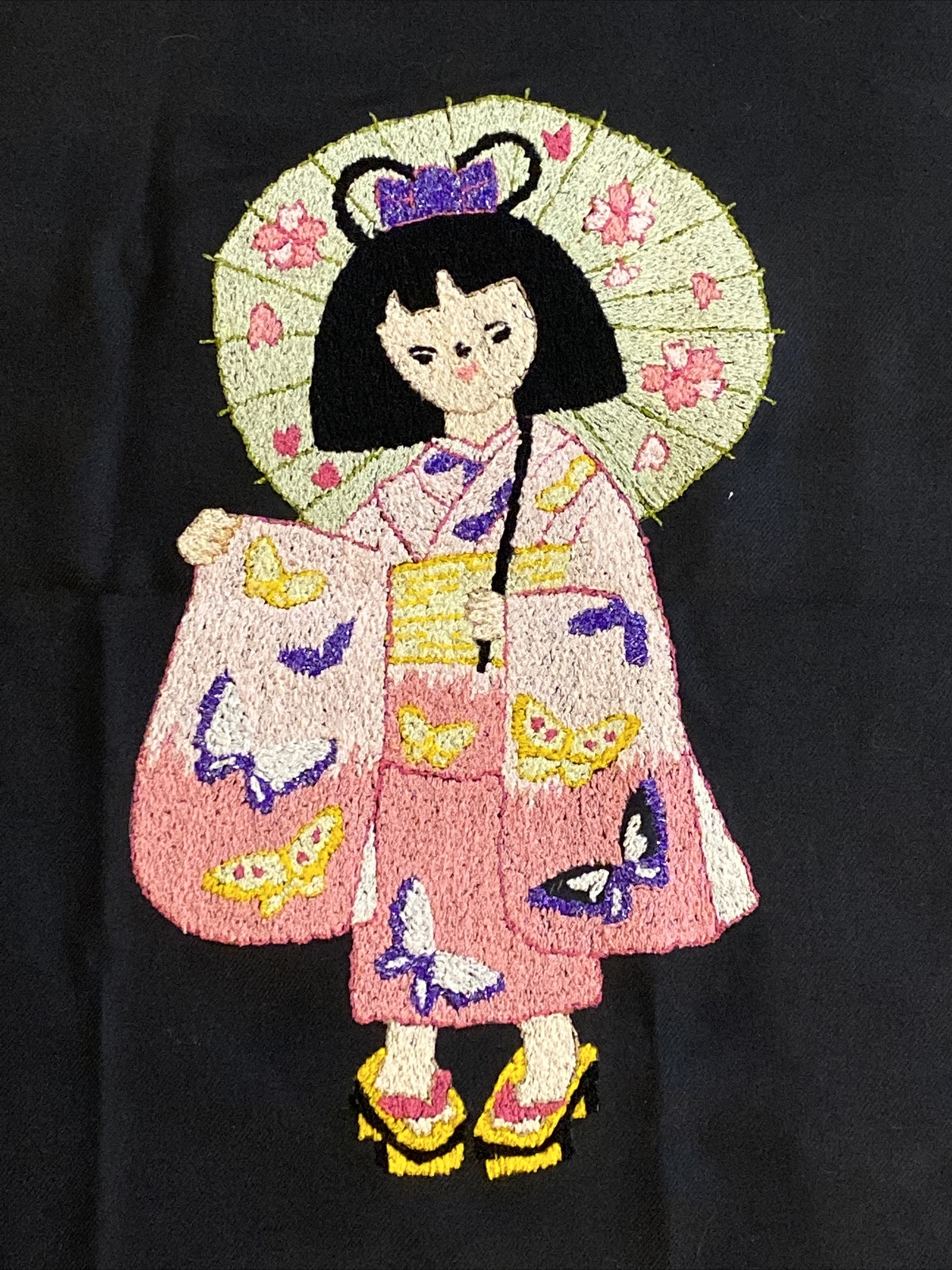Vintage 1970s Completed Bunka Embroidery Japanese Punch Picture Geisha ...