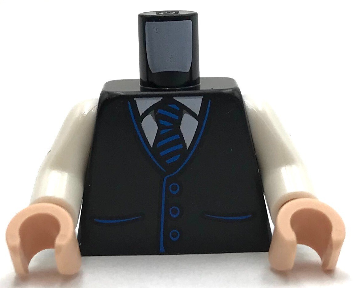 Lego New Black Torso Town Vest with Pockets Back Creases and Blue Tie ...