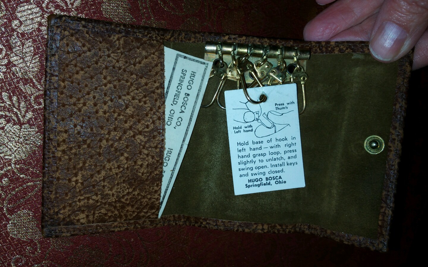 RARE HUGO BOSCA BROWN LEATHER CORKETTE KEY CASE CHAIN HOLDER W/TAGS ...