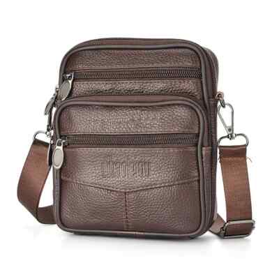 Men's Genuine Leather Crossbody Bag Small Travel Shoulder Bag Multi ...