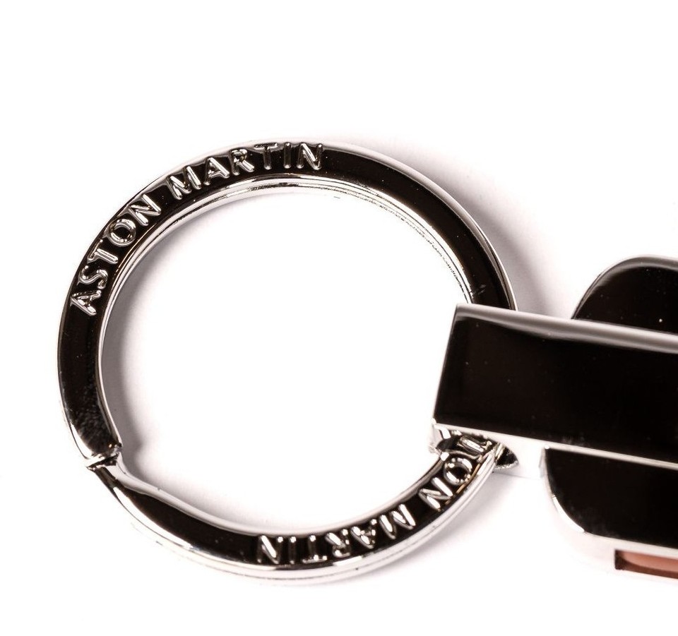 Aston Martin Black Leather Tab Keyring - Tan | eBay