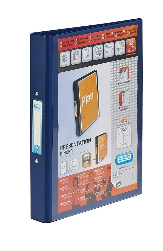 Elba Vision A4 25 mm 4 Ring Binder - Blue Single Blue A4 Portrait | eBay