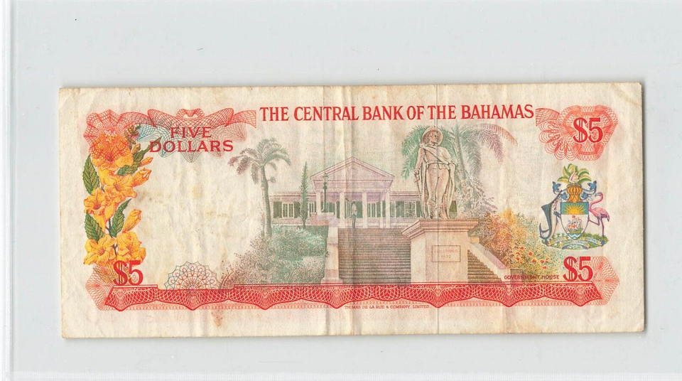 BAHAMAS 5 Dollars 1974, P-37a Central Bank - Donaldson, G224370 ...