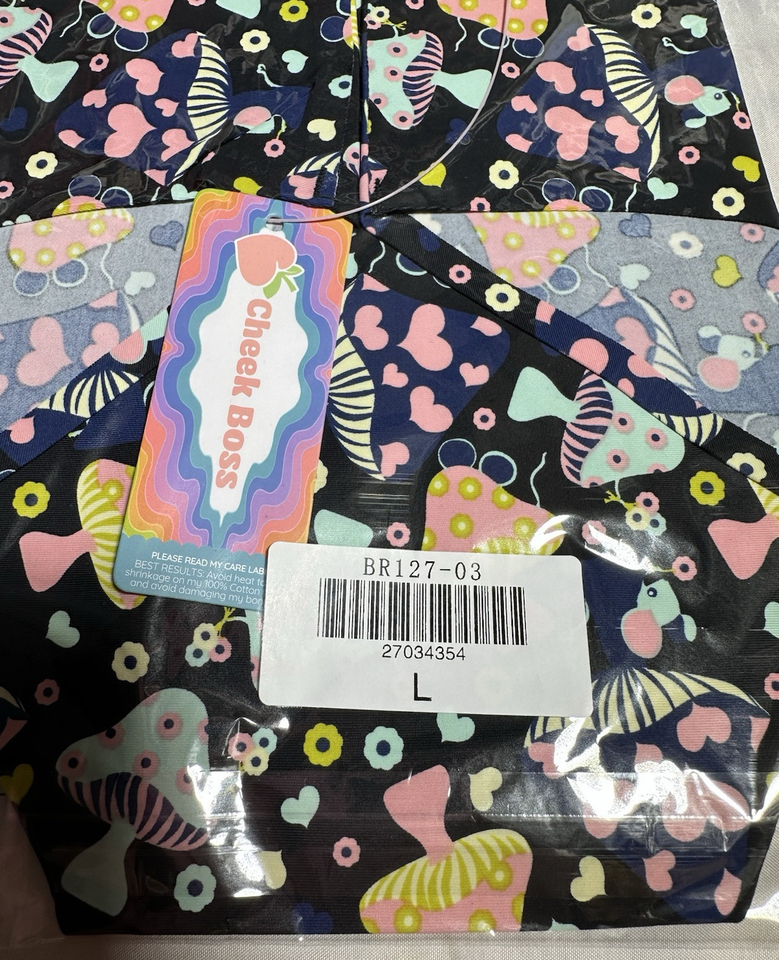 NWT Cheek Boss High Rise Seamless Brief LARGE Black Pink Mushroom Mouse ...