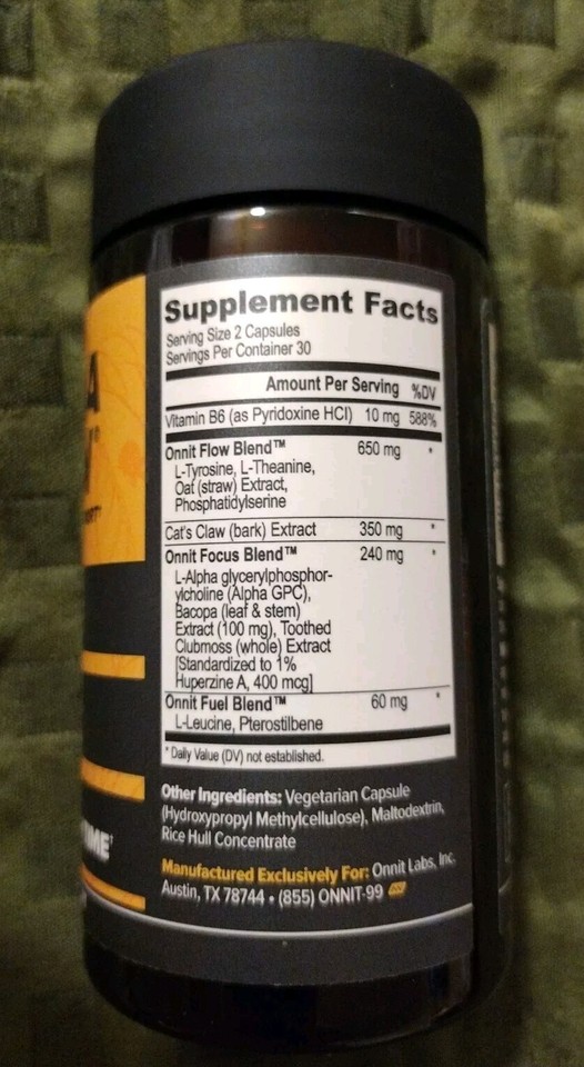 Onnit Alpha Brain Memory and Focus - 60 Capsules ( NEW BOTTLE) Ex. 08/ ...
