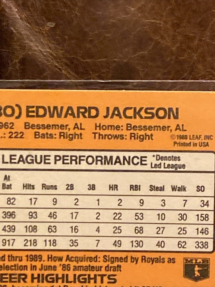 Bo Jackson Donruss 1989 #208 Double Error Card Very RARE! Mint | eBay