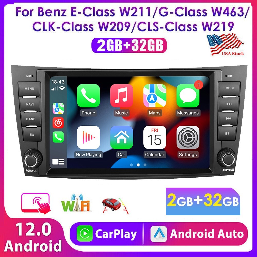 For Mercedes-Benz W211 W219 E350 E550 Android 12 2+32GB Carplay Radio ...