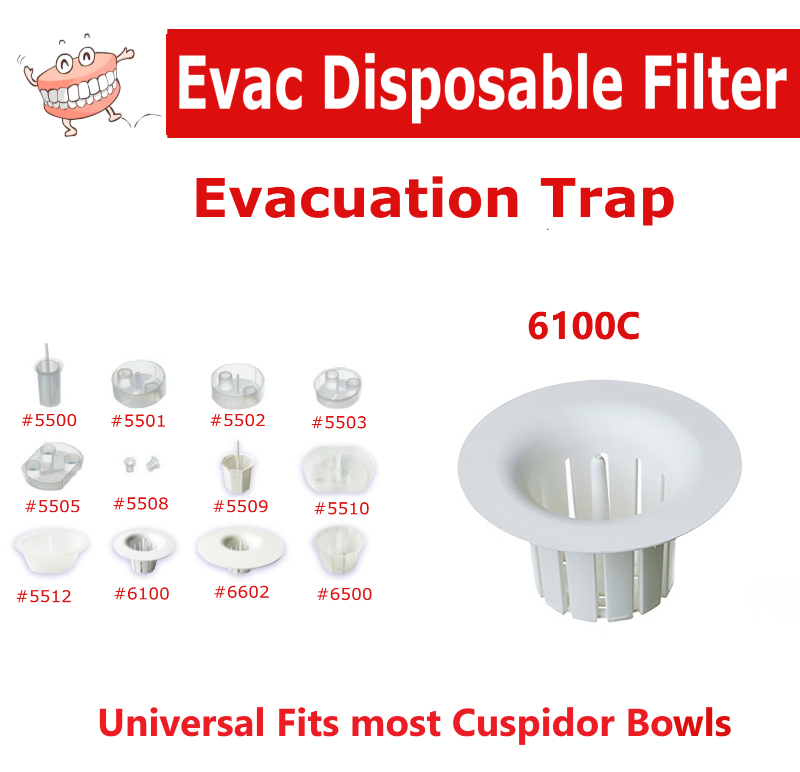 Dental Dispos-a-Trap #6100C Universal Vacuum Disposable Evacuation Trap ...