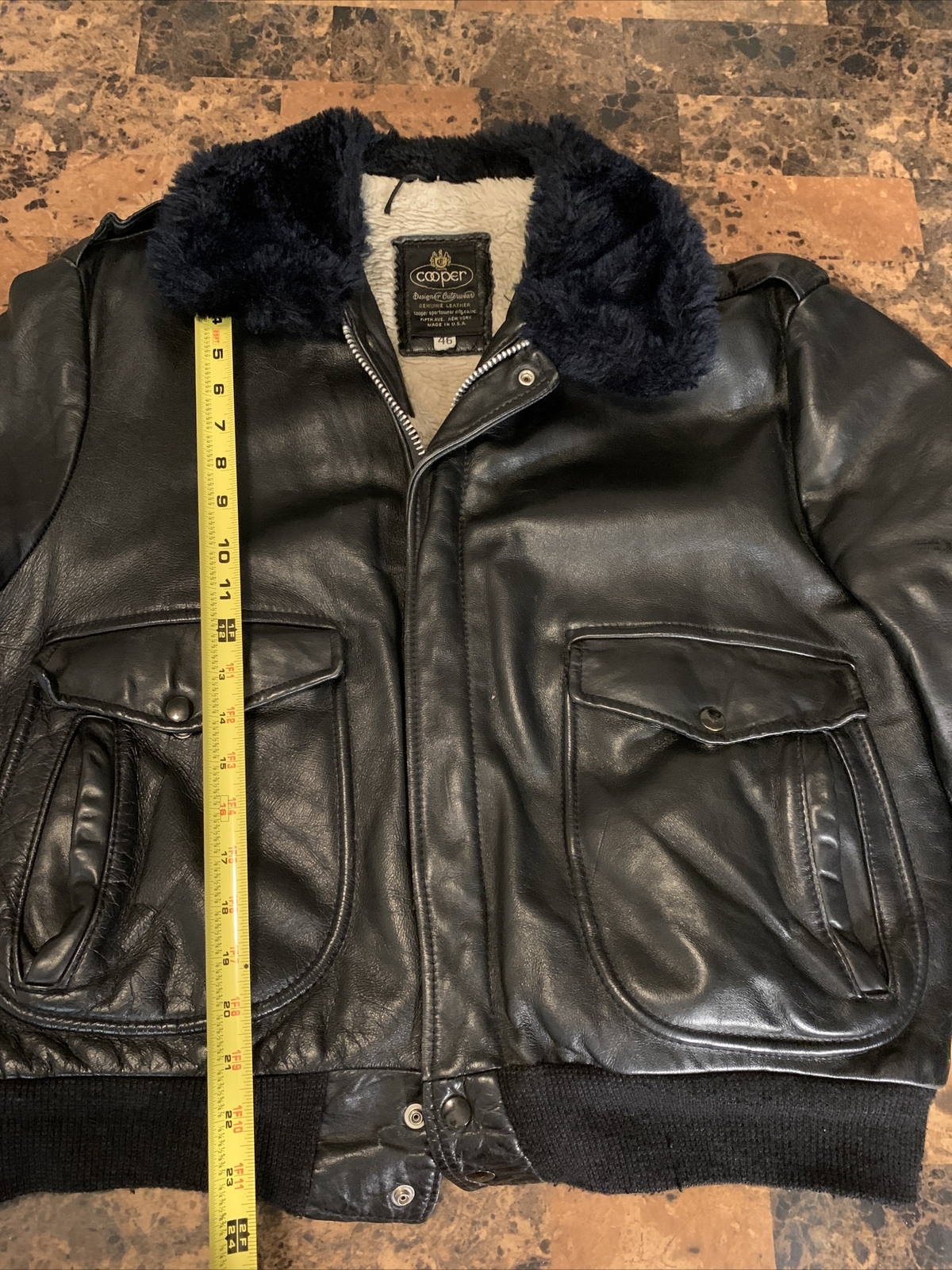 Vintage Cooper Flight USN Bomber Leather Military Jacket Made In USA ...