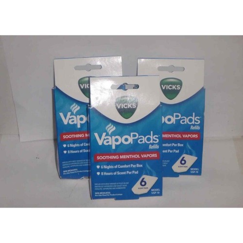 3 Pack Vicks VapoPads Refill Pads VSP 19 Menthol Vapor 6ct box each | eBay