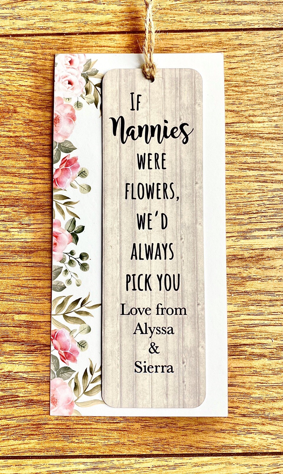 Personalised Bookmark Nanny Gift Mothers Day If Nannies Were Flowers ...