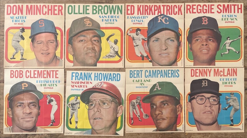 1970 TOPPS BASEBALL POSTERS COMPLETE (24) SET WITH ROBERTO BOB CLEMENTE ...