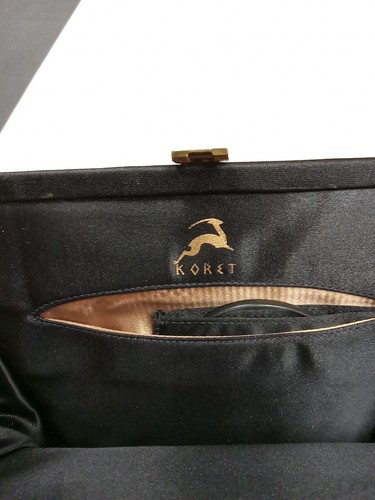 Vintage KORET PURSE / HANDBAG Original Black Silk - With Mirror And ...