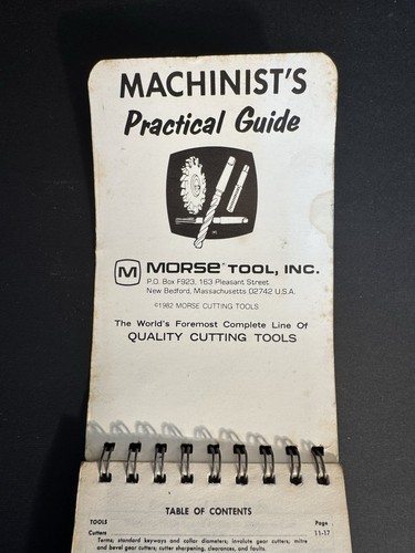 Nice Vintage Machinist's Practical Guide by Morse Cutting Tools - 1982 ...