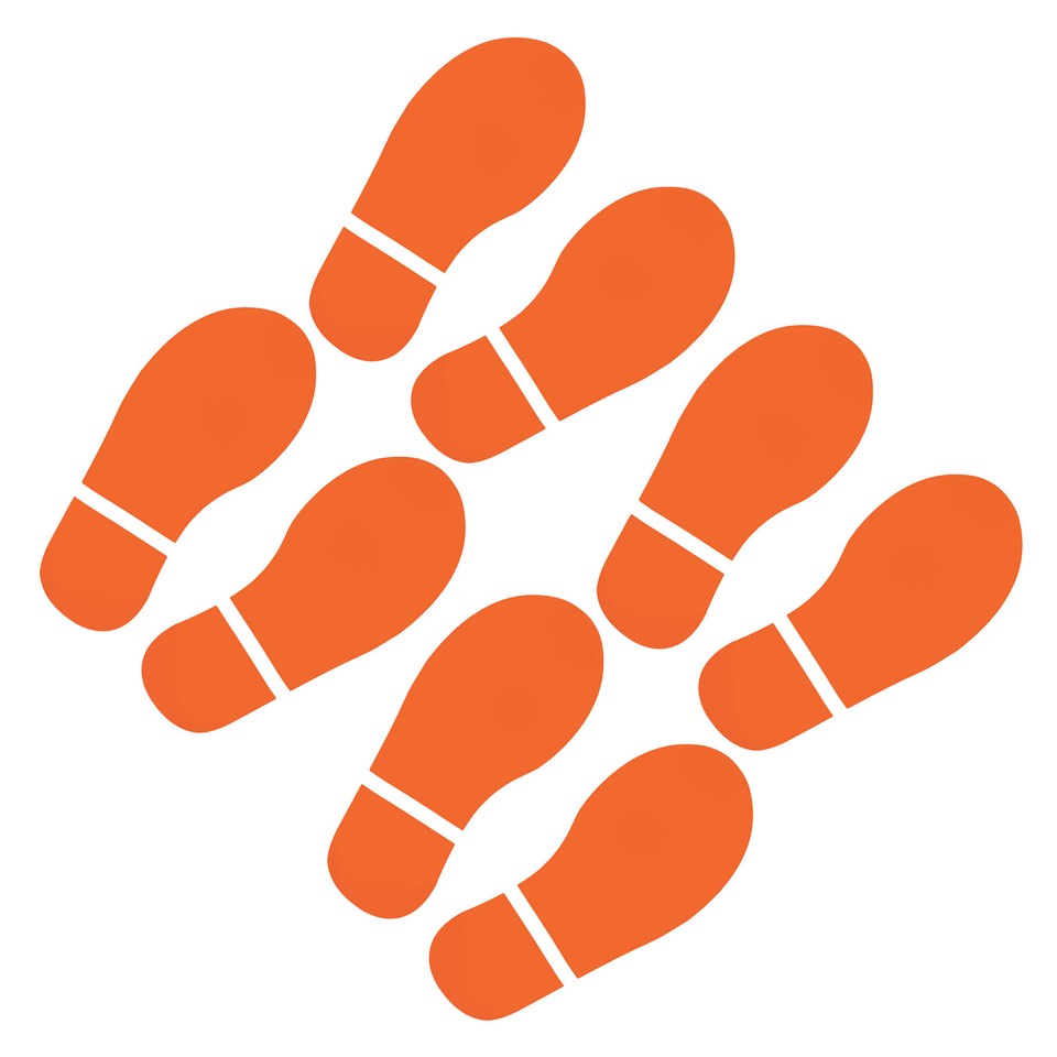 4 Pair Footprint Floor Sticker, PVC Shoes Footprints (Orange, 11x4.2 ...