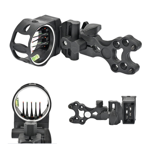 Compound Bow Sight 0.019"Adjustable Optical Fiber 5 Pin LED Sight Micro ...