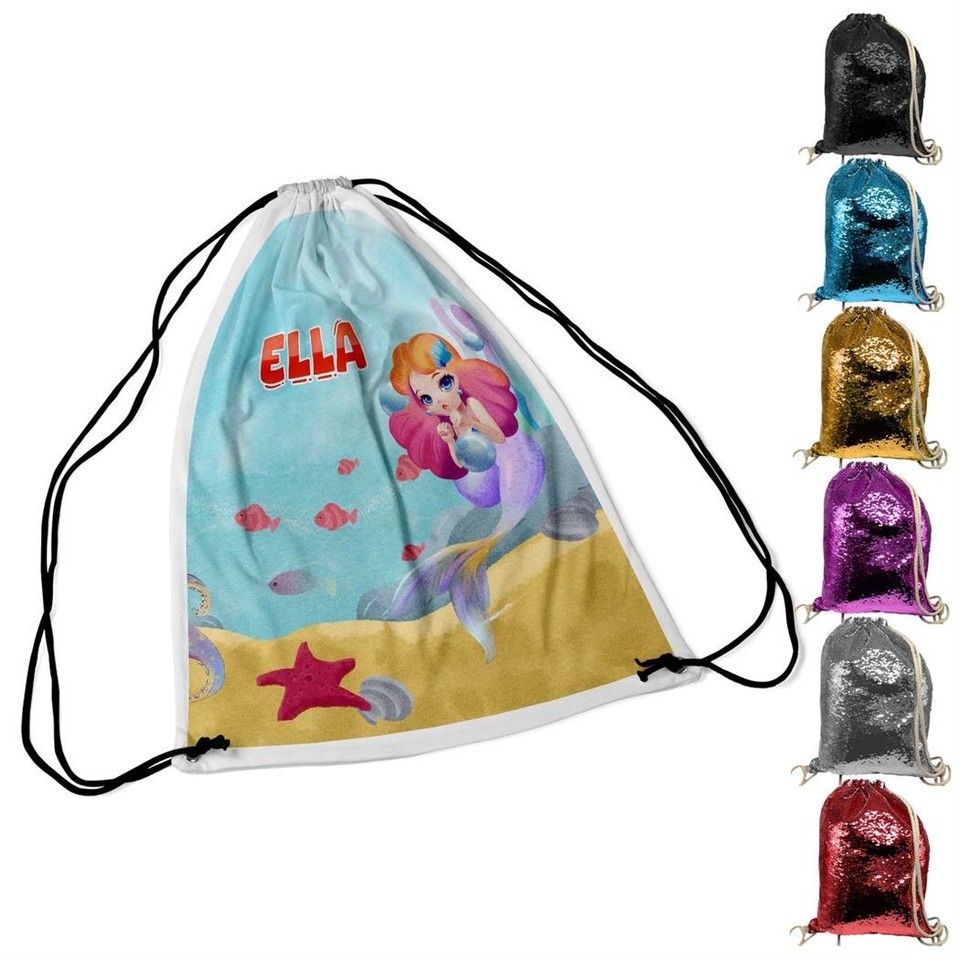Personalised Drawstring Bag Mermaid Design Any Name School Nursery PE ...