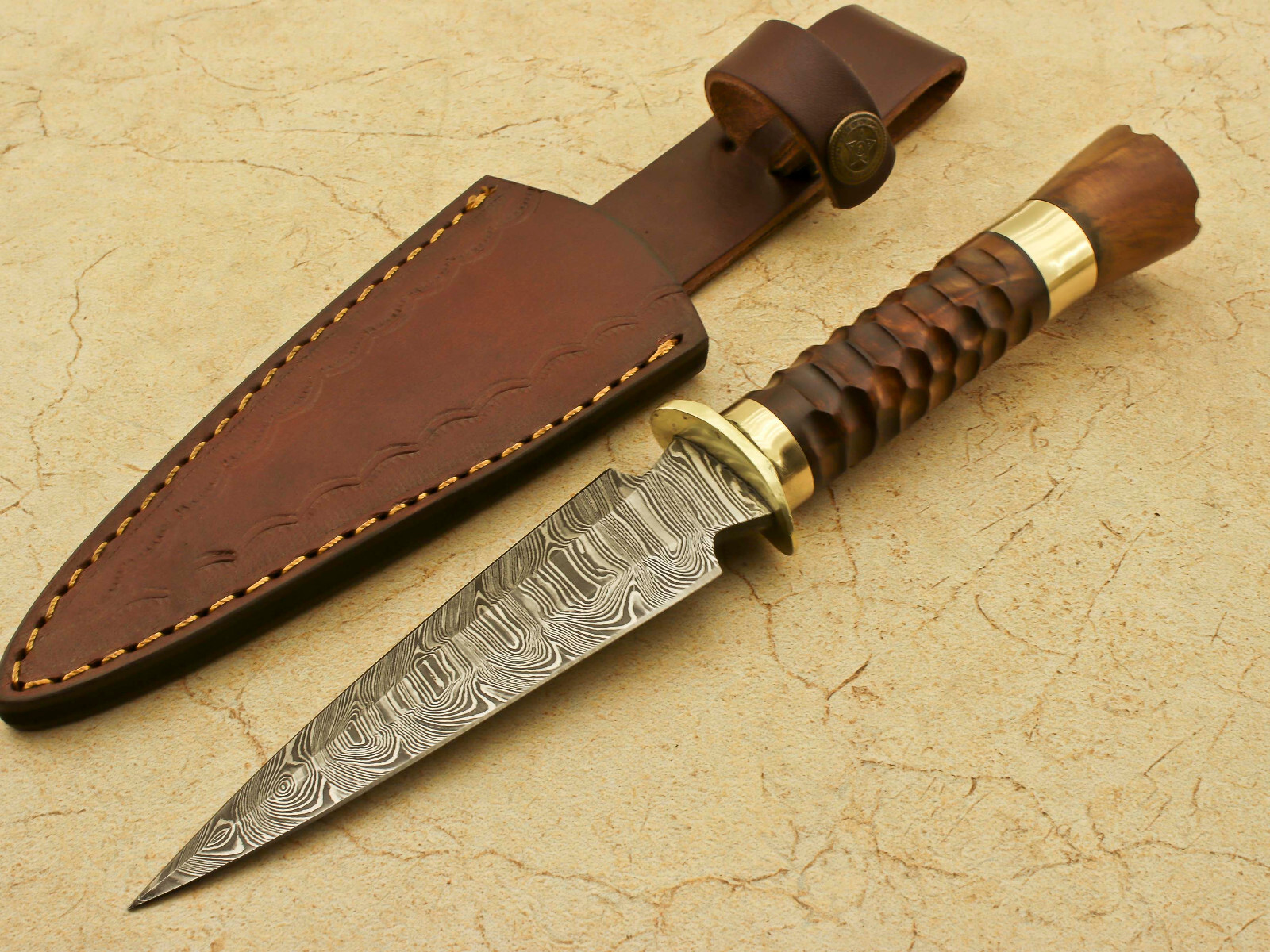 CUSTOM HANDMADE DAMASCUS STEEL BLADE DAGGER - WOOD HANDLE | eBay