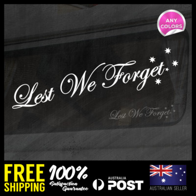 Lest We Forget Windscreen Decals 290x60mm JDM Stickers Vinyl Australia ...