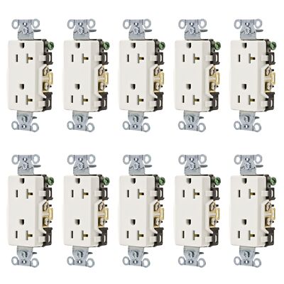 10-Pack Hubbell White Commercial Decorator Receptacle Outlets 20A 5-20R ...