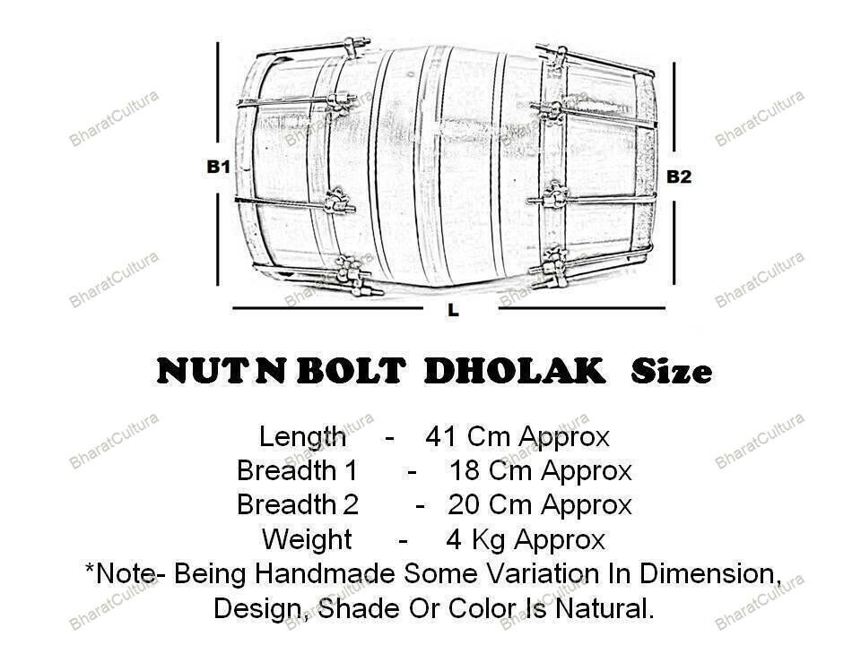 Indian Wood Dholak Musical Instrument Drum Nuts N Screws With Cover | eBay