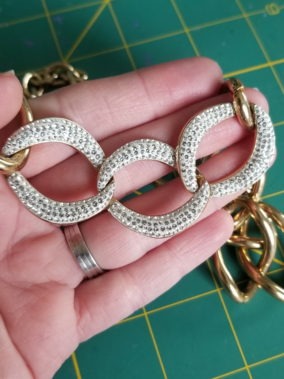 Swarovski Large Chain Link and Crystals Necklace - Gem