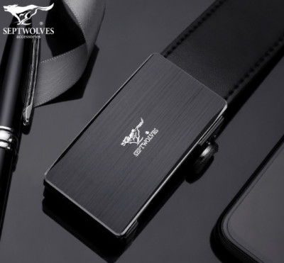 Septwolves Men waist belt cow leather Auto lock Buckle black 701137346 ...