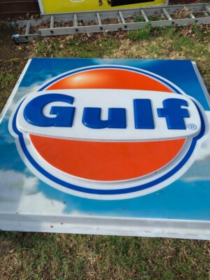 Vintage Gulf Gas Station Sign 6ft x6ft plastic advertising | eBay