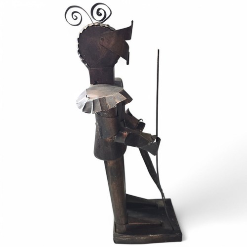 VINTAGE 15" Medieval Knight Rustic Metal Tin Armor Statue w/Spear ...
