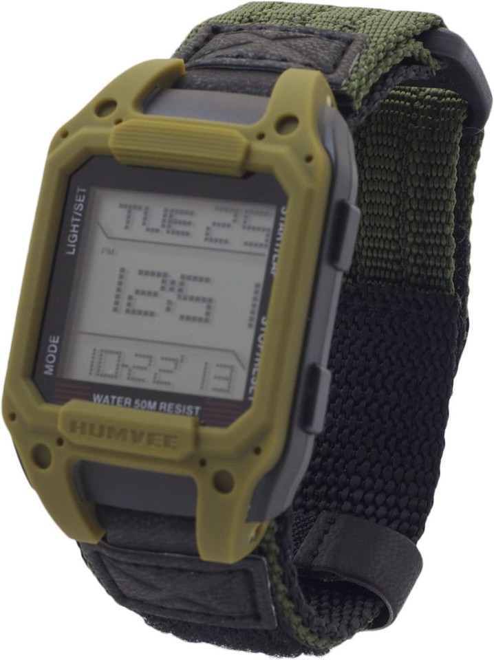 Humvee Men's Military Watch, Digital Recon Tan Nylon Strap Watch ...