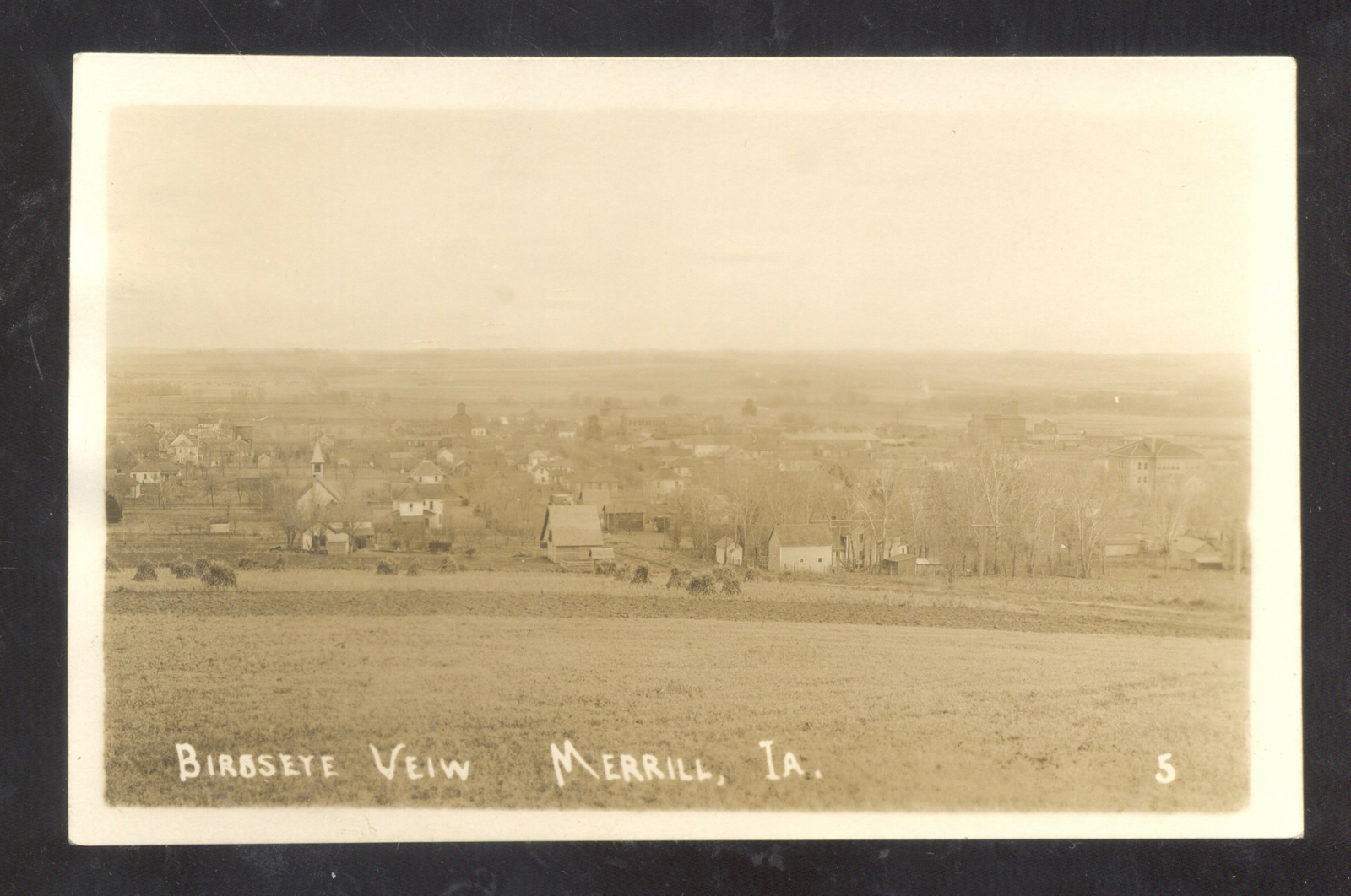 RPPC MERRILL IOWA BIRDSEYE VIEW MISSOURI RIVER VINTAGE REAL PHOTO ...