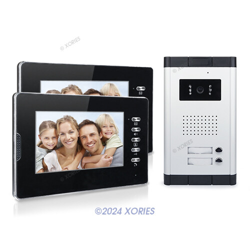 2 Units Apartment Video Door Phone Intercom Entry 7" TFT LCD Monitor ...