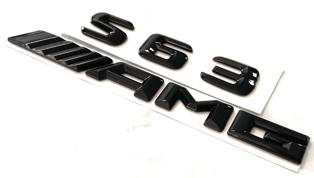 #1 BLACK S63 + AMG REPLACEMENT FOR MERCEDES REAR TRUNK EMBLEM BADGE ...