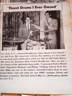 El24 Ephemera 1950s jazz picture drummer Mel Lewis Ray Anthony | eBay