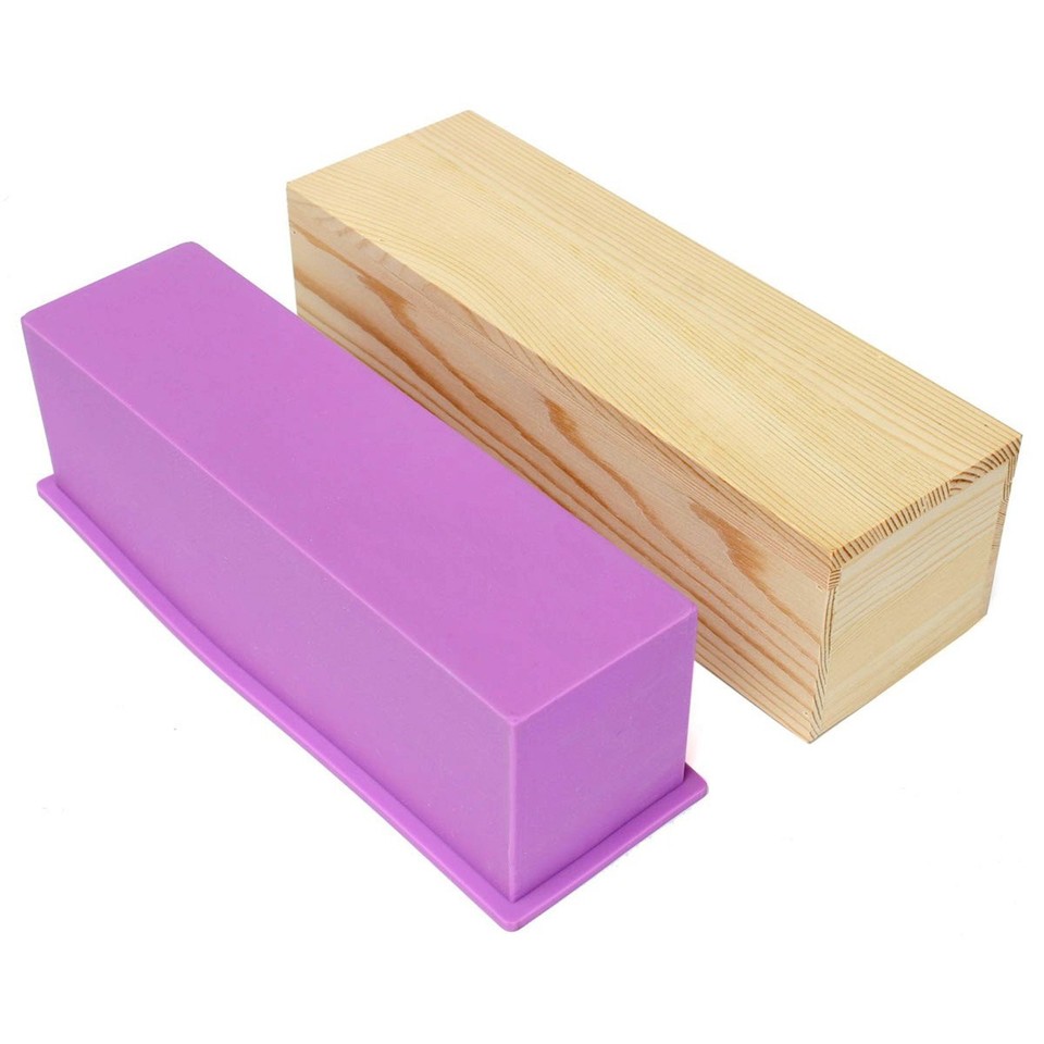 Silicone Soap Molds Kit-42 oz Wooden Silicone Soap Rectangular Mold ...