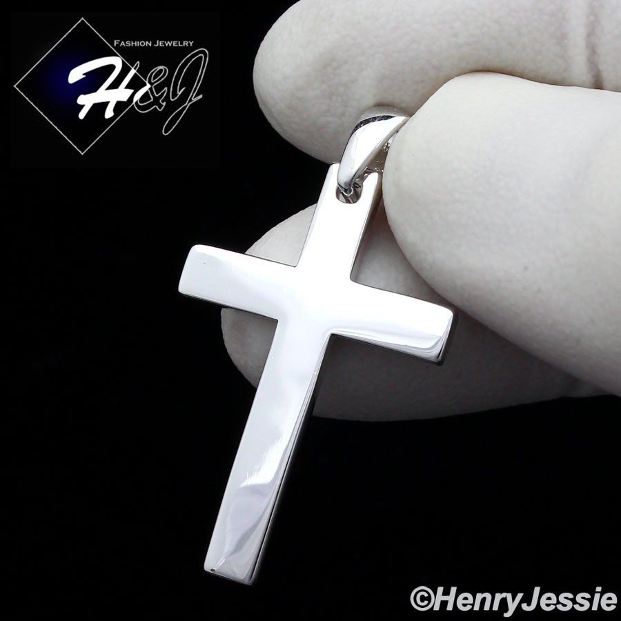 MEN WOMEN SOLID 925 STERLING SILVER PLAIN SIMPLE CROSS CHARM PENDANT ...