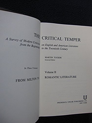 Critical Temper Vol. 2 [Feb 01, 1969] Tucker, Martin Survey of Modern ...