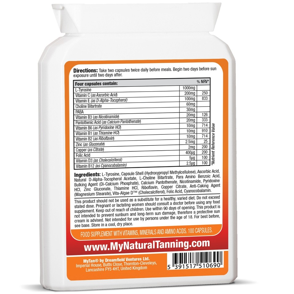 MyTan Boost Tanning Pills 100 Capsules Tan Fast & Dark Sun Tan Pills ...