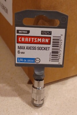 New Craftsman Max Axess through Socket 6mm 1/4 inch drive Metric 29257 ...